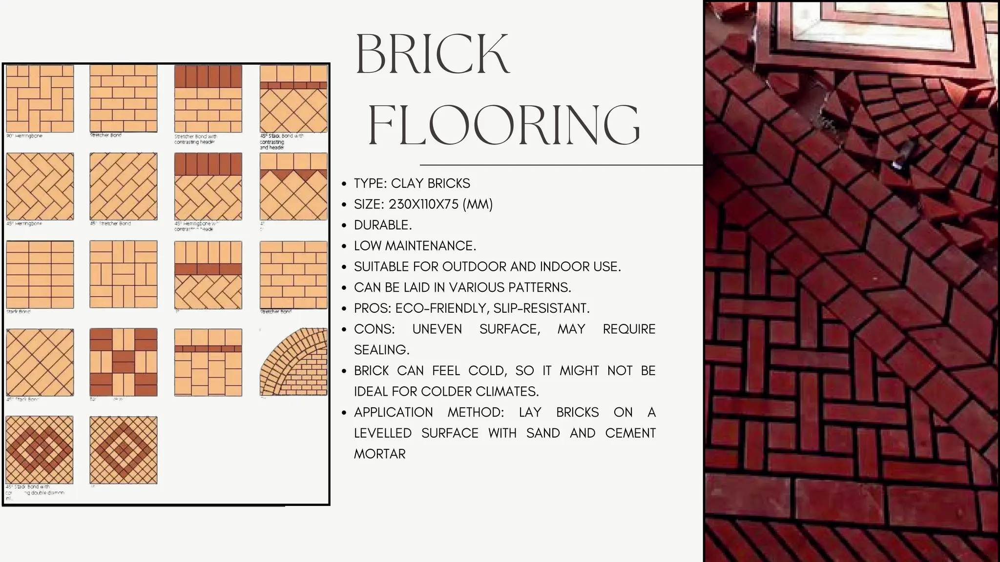 Floor and floor finishes-brick, cement, stone and tiles | PDF