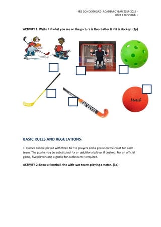 Floorball activities for 2º and 3º of ESO | DOCX