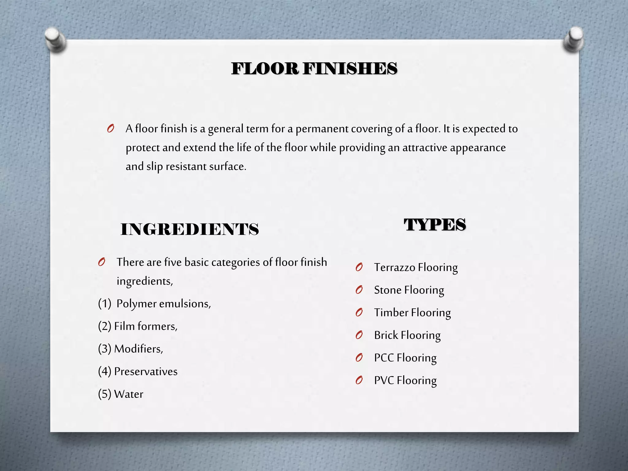 Floor finishes | PPTX