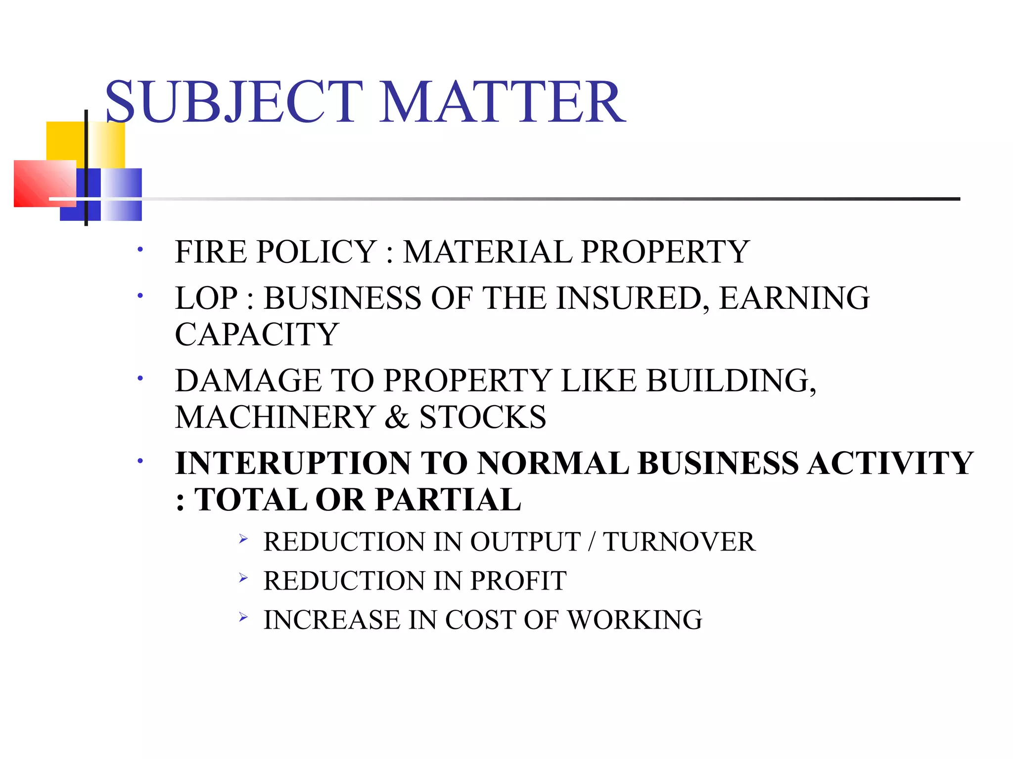 Flop fire loss of profit insurance | PPT