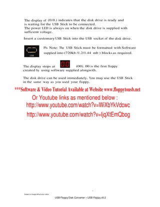 Floppy to usb converter manual | PDF