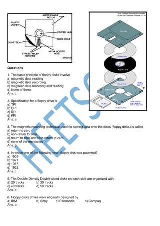 Floppy Disk MCQ (Diskette Questions and Answers) | PDF