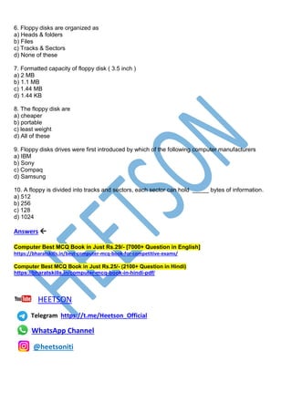 Floppy Disk Mcq Diskette Questions And Answers Pdf