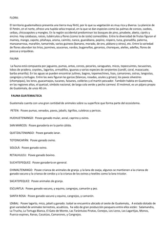 Flora fauna de los departamentos de guatemala | DOCX
