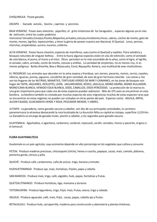 Flora fauna de los departamentos de guatemala | DOCX