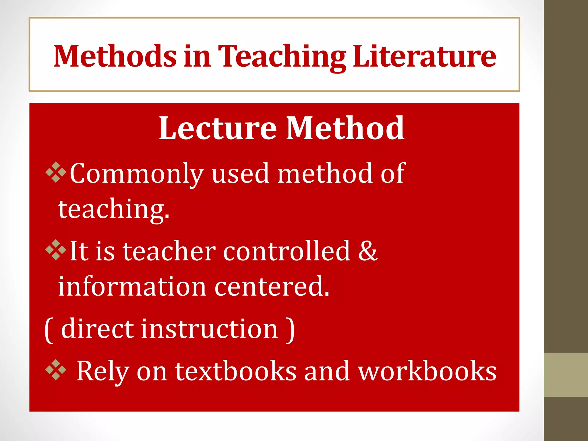 Methods used in Teaching Language and Literature | PPTX