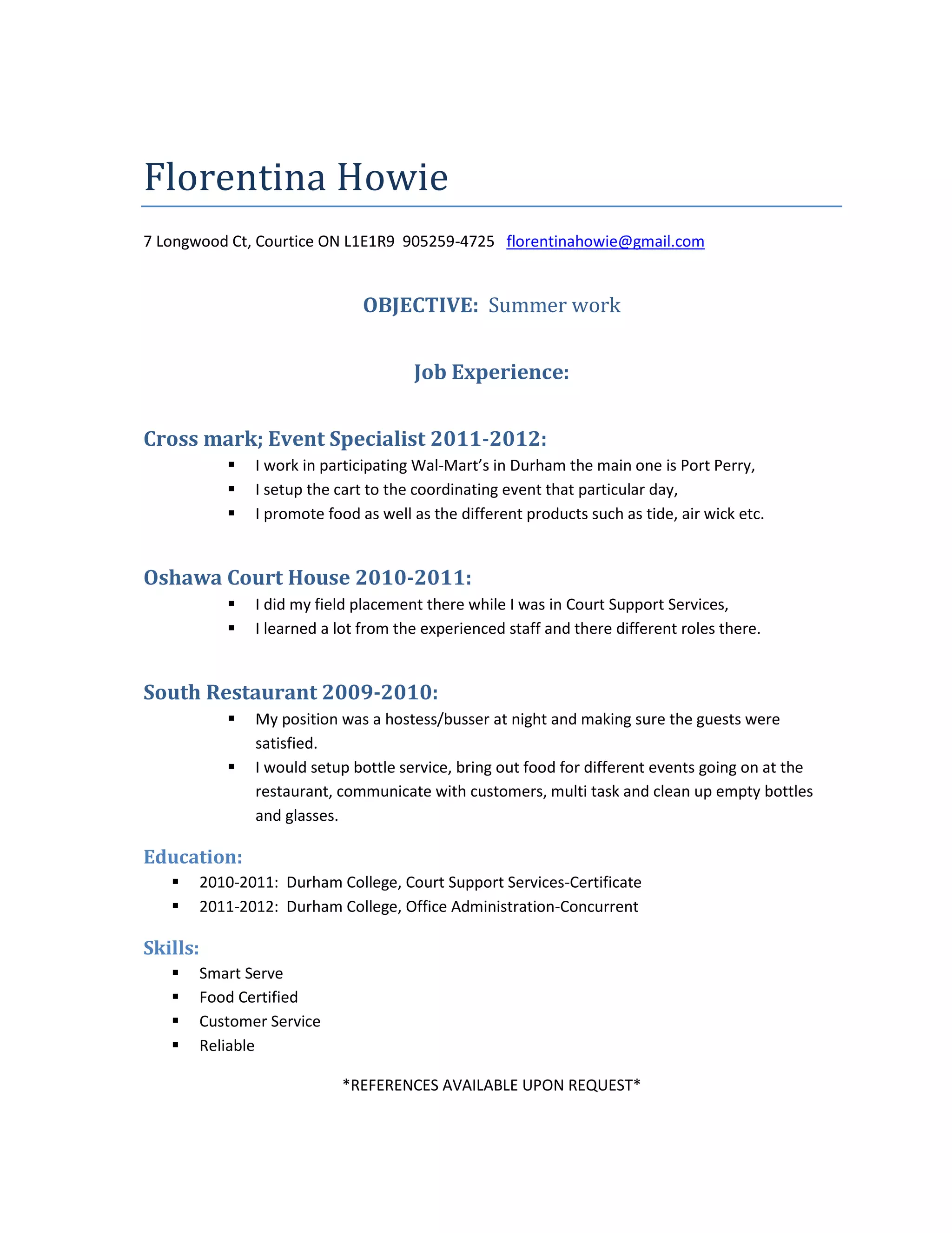 Florentina's resume | DOCX