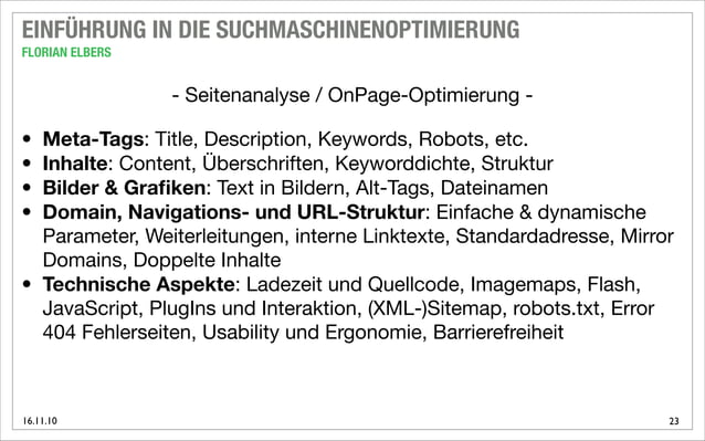 Einführung in die Suchmaschinenoptimierung