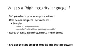 Rust and the coming age of high integrity languages | PDF | Operating Systems | Computer ...
