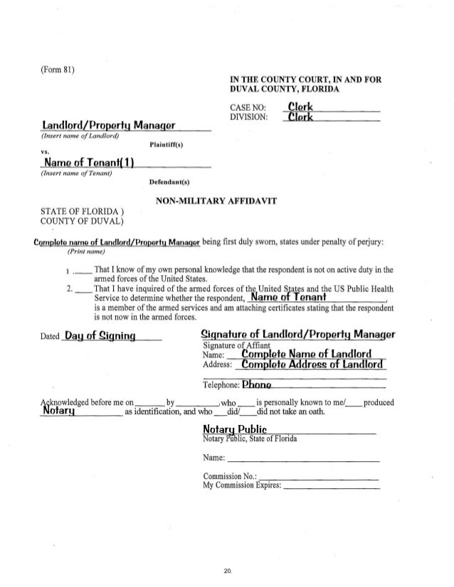 Florida Affidavit of Military Service | PDF