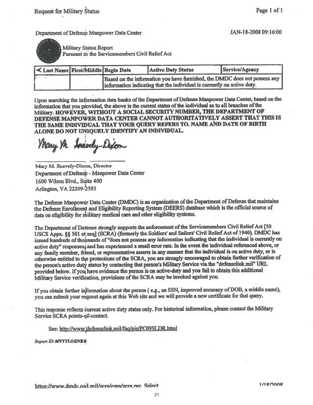 Florida Affidavit of Military Service | PDF
