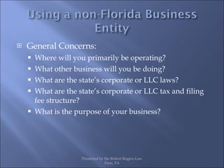 Florida Business Entities | PPT