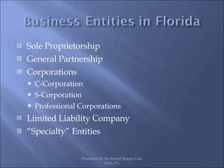 Florida Business Entities | PPT