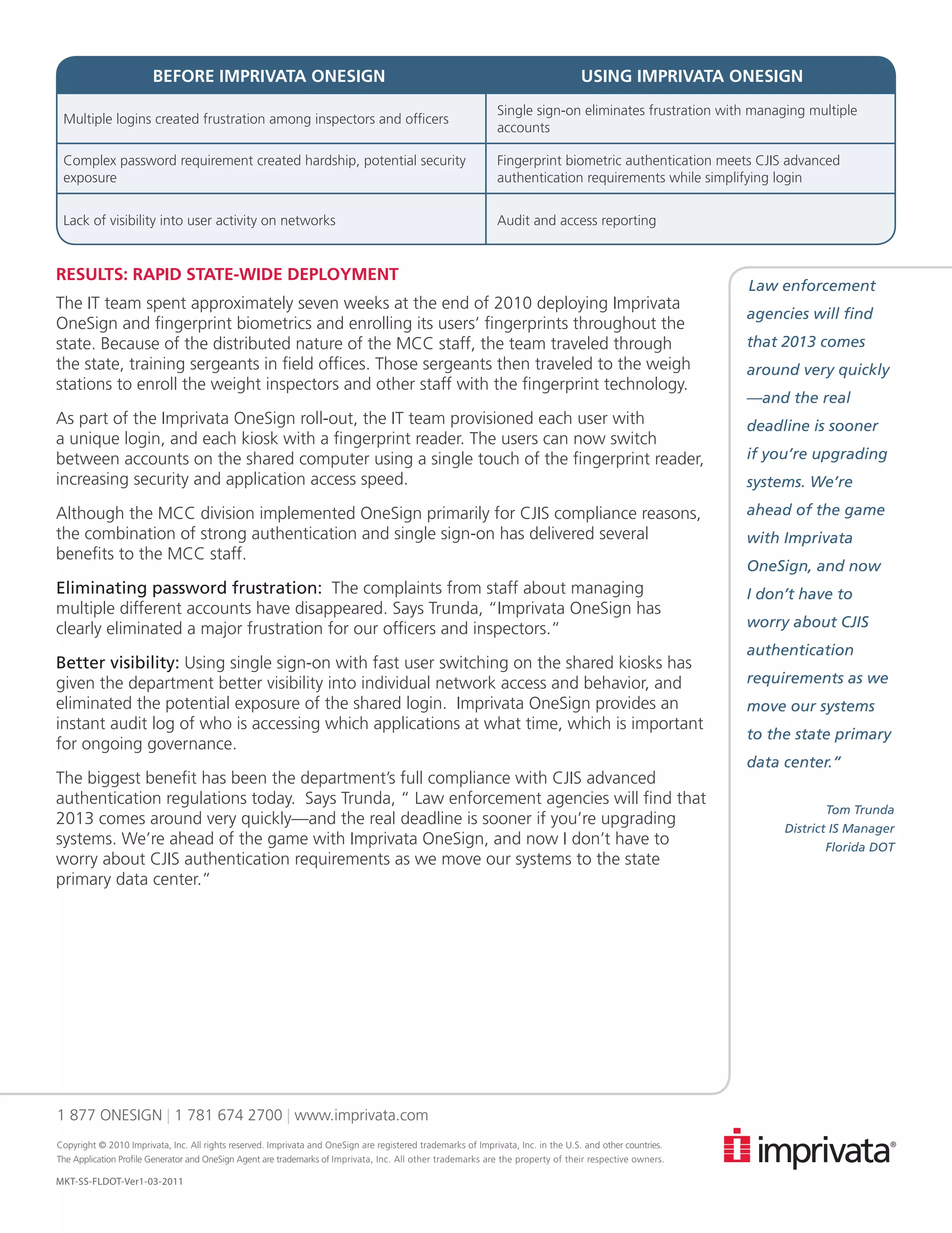 Florida Dept. of Transportation Success Story | PDF