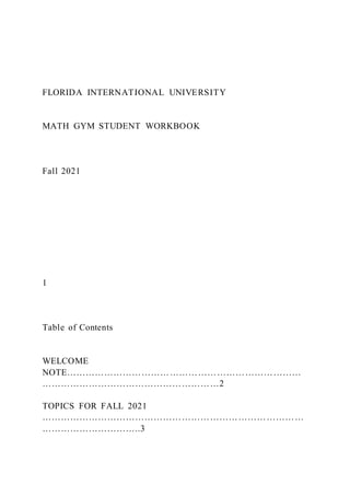 FLORIDA INTERNATIONAL UNIVERSITY MATH GYM STUDENT | DOCX