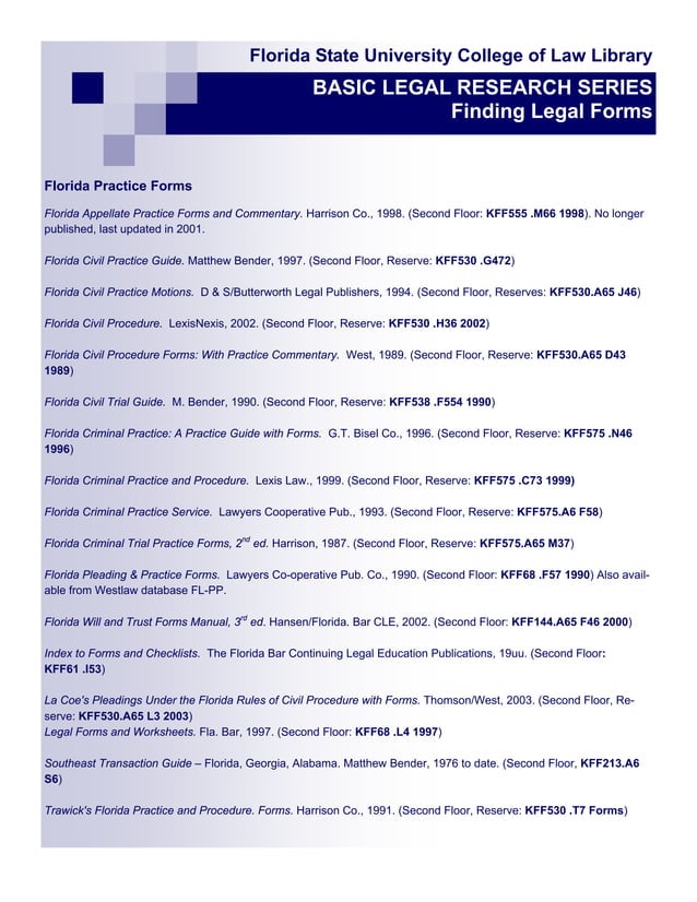 Florida Legal Forms | PDF