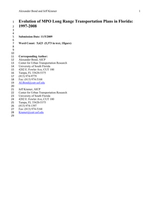 Evolution of MPO Planning in Florida: 1997-2008 | PDF