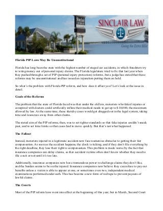 Florida PIP Laws May Be Unconstitutional
