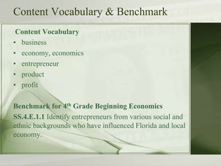Florida’s Economic Entrepreneurs: Grade 4 | PPT