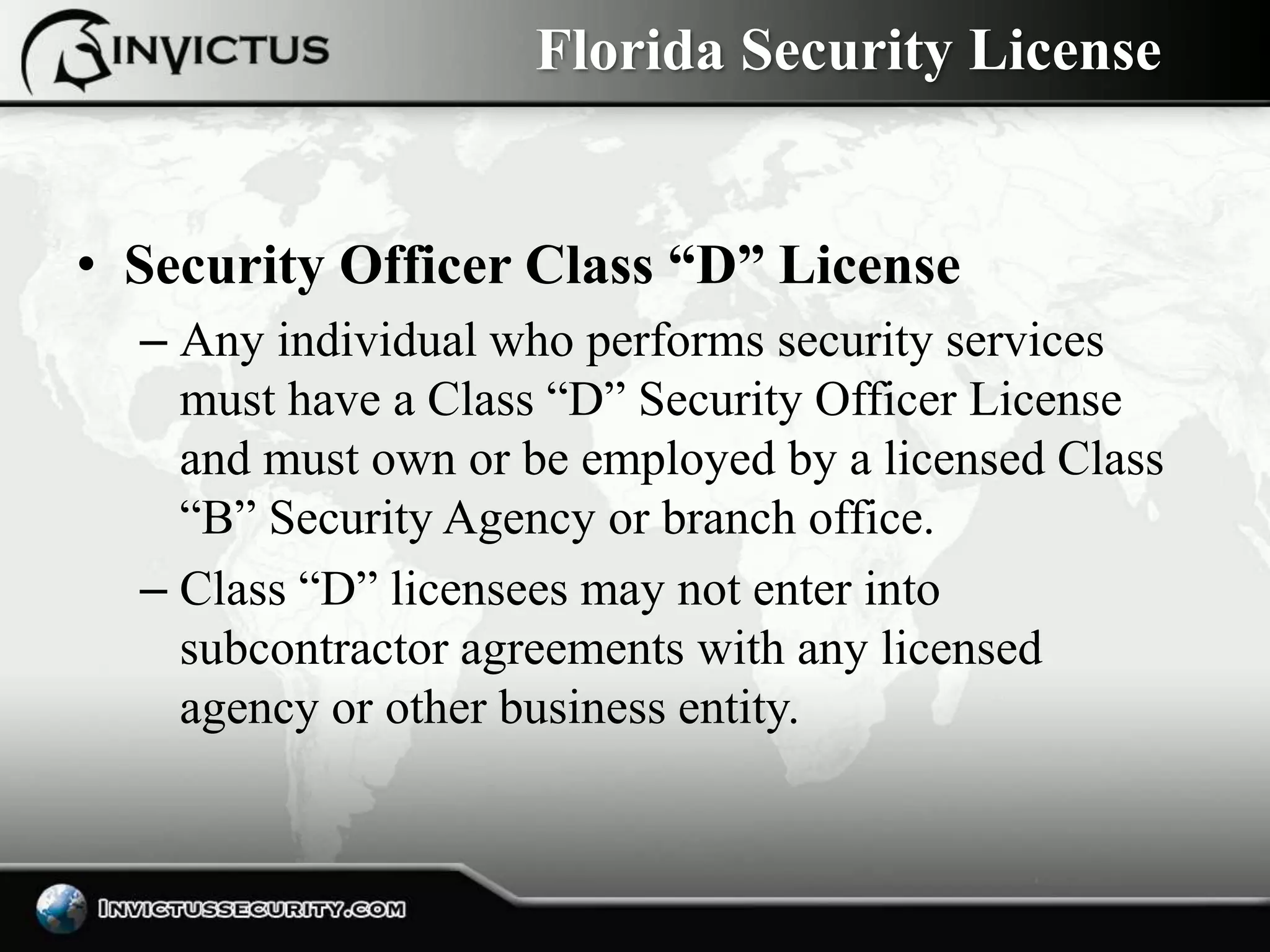 Florida Security License Types | PPTX