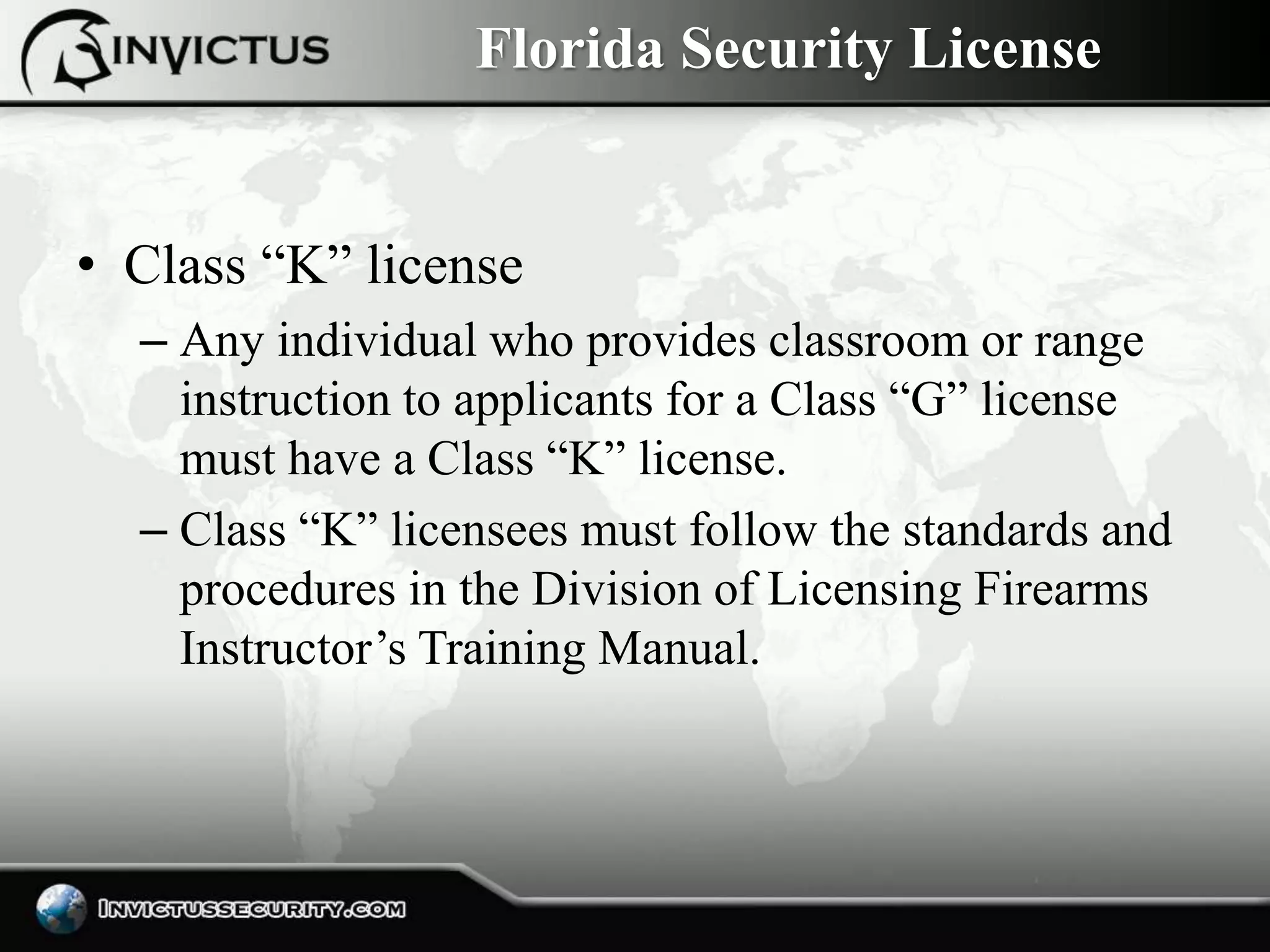 Florida Security License Types | PPTX