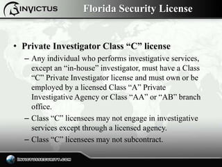 Florida Security License Types | PPTX