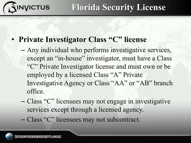 Florida Security License Types | PPTX