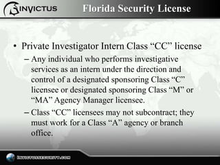 Florida Security License Types | PPTX