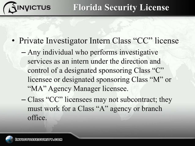 Florida Security License Types | PPTX