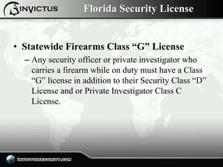 Florida Security License Types | PPTX