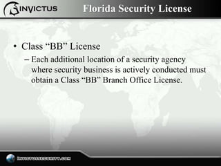 Florida Security License Types | PPTX