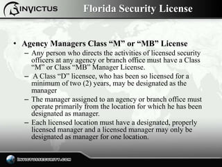 Florida Security License Types | PPTX