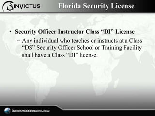 Florida Security License Types | PPTX
