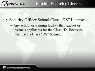 Florida Security License Types | PPTX