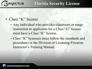 Florida Security License Types | PPTX