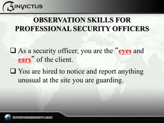 Florida Security Training - Report Writing & Observation Class | PPTX