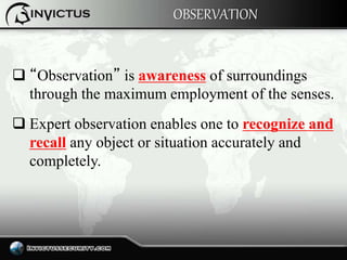 Florida Security Training - Report Writing & Observation Class | PPTX