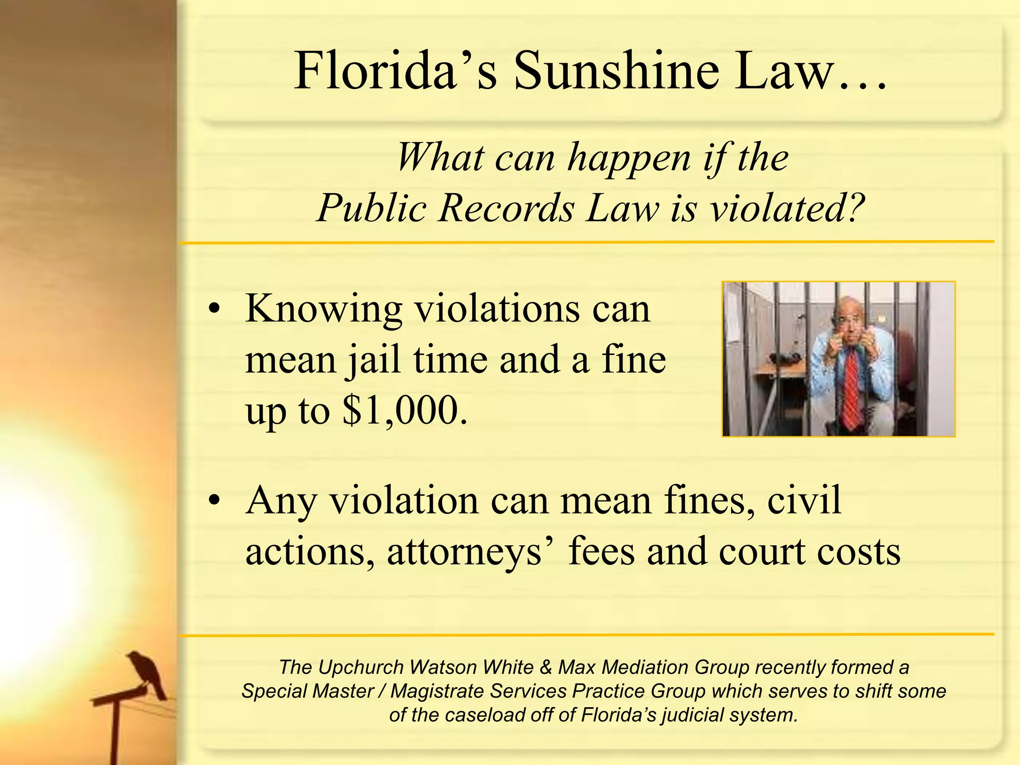 Florida's Sunshine and Public Records Laws | PPTX