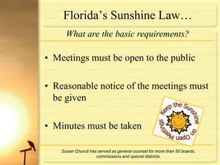 Florida's Sunshine and Public Records Laws | PPTX