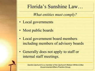 Florida's Sunshine and Public Records Laws | PPTX