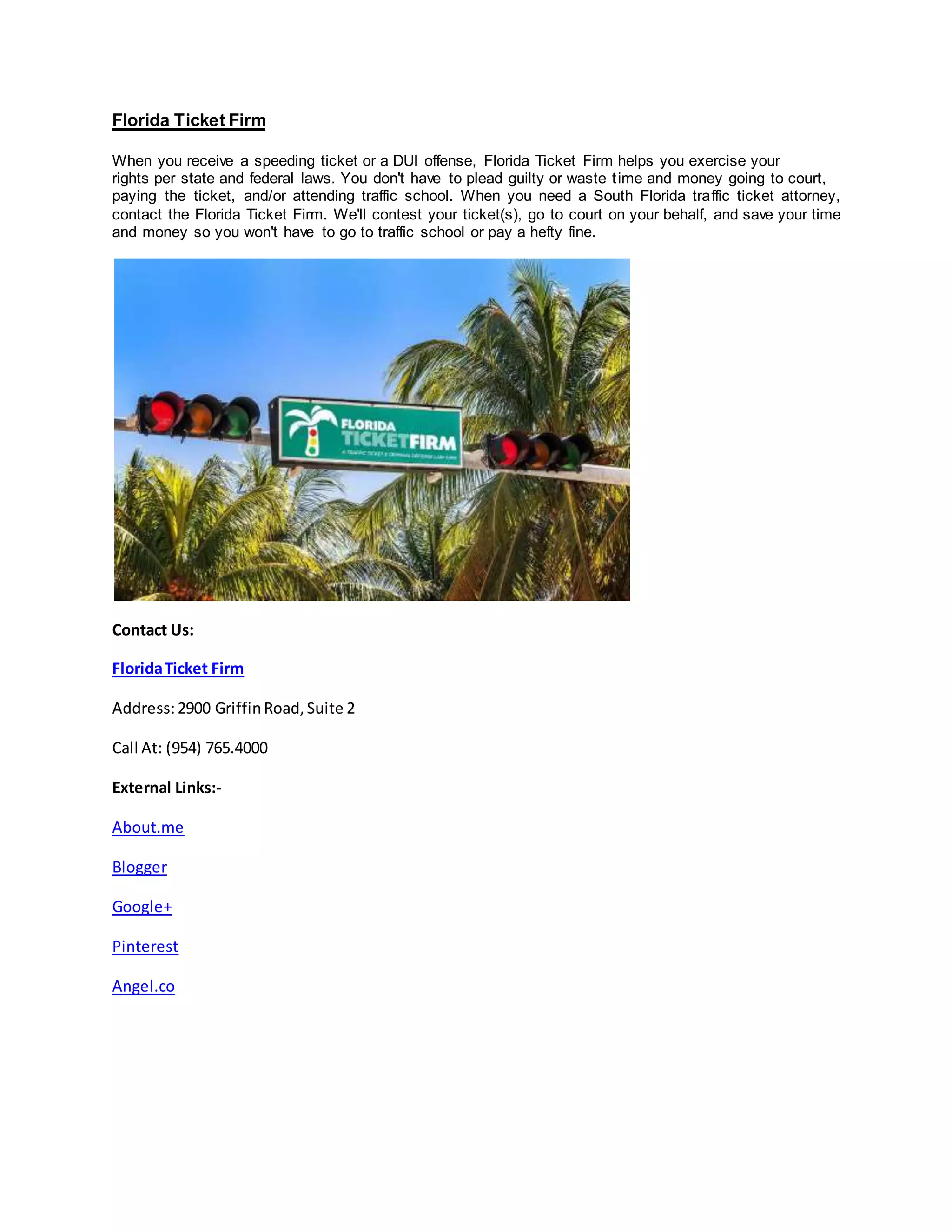 Florida ticket firm | DOCX