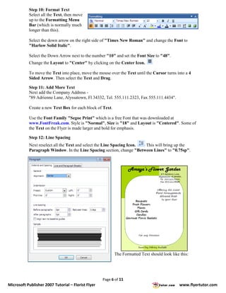 Microsoft Publisher 2007 Tutorials: Florist Flyer | PDF