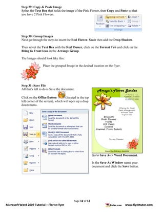 Microsoft Word 2007 Tutorials: Florist Flyer | PDF