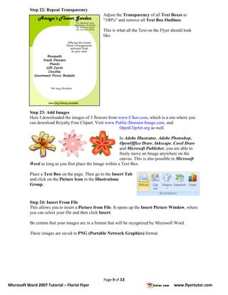 Microsoft Word 2007 Tutorials: Florist Flyer | PDF