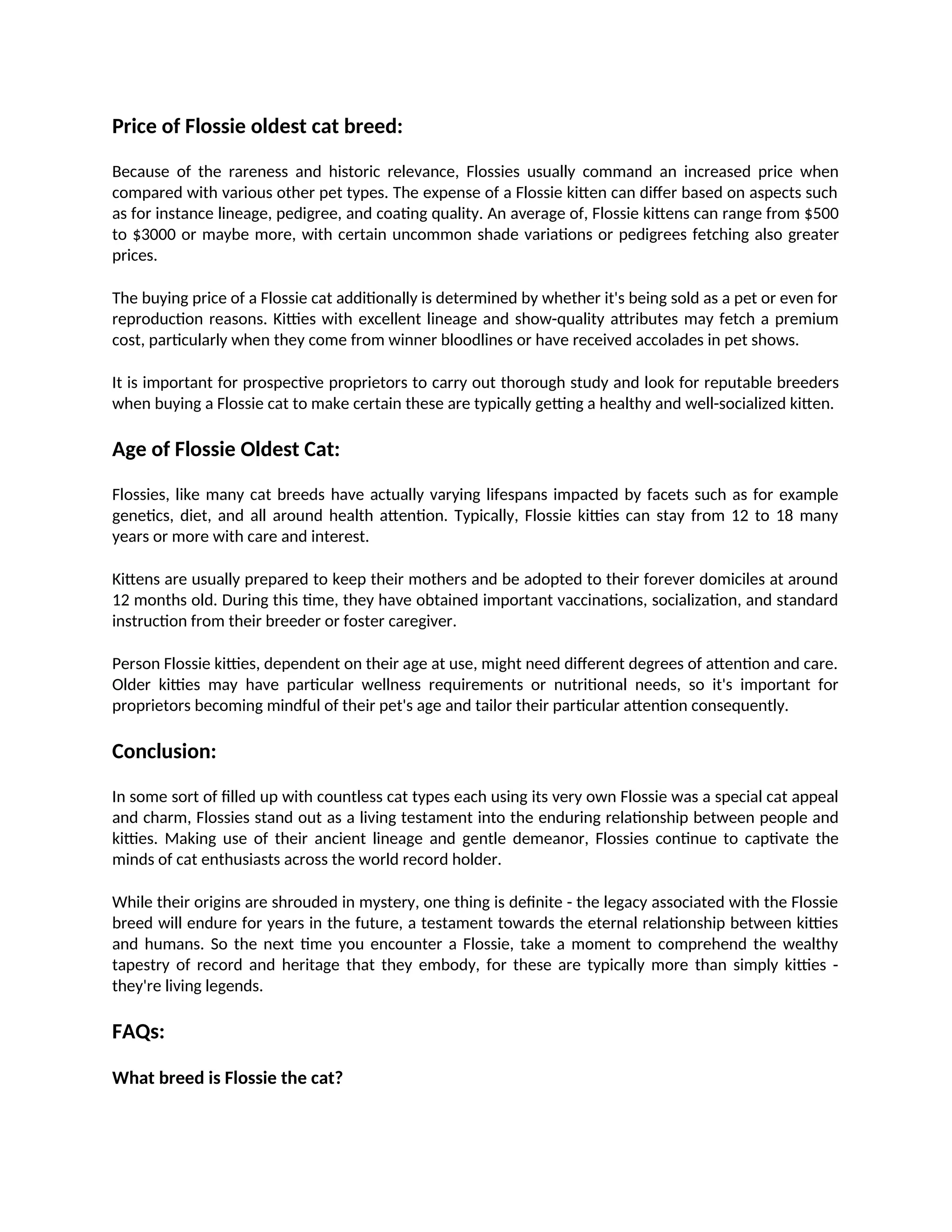 Flossie Oldest Cat Breed: Origins and History | DOCX