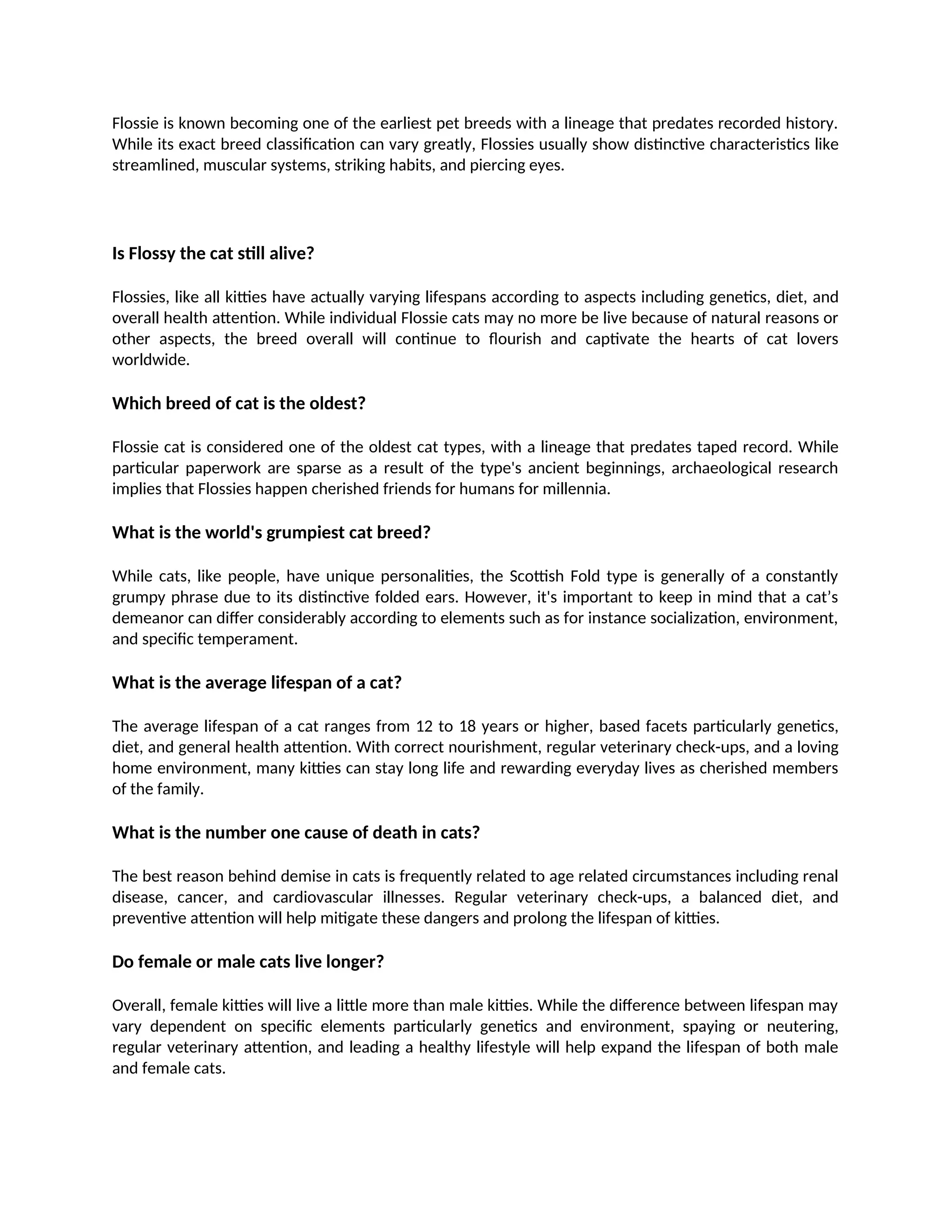 Flossie Oldest Cat Breed: Origins and History | DOCX