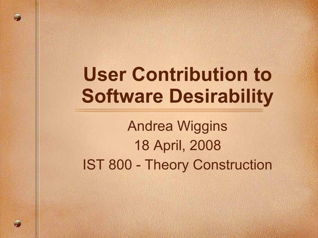 User Contribution and Desirable Software | PPT
