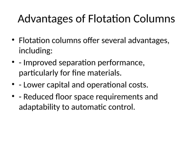 Flotation column and machines for mineral processing | PPTX