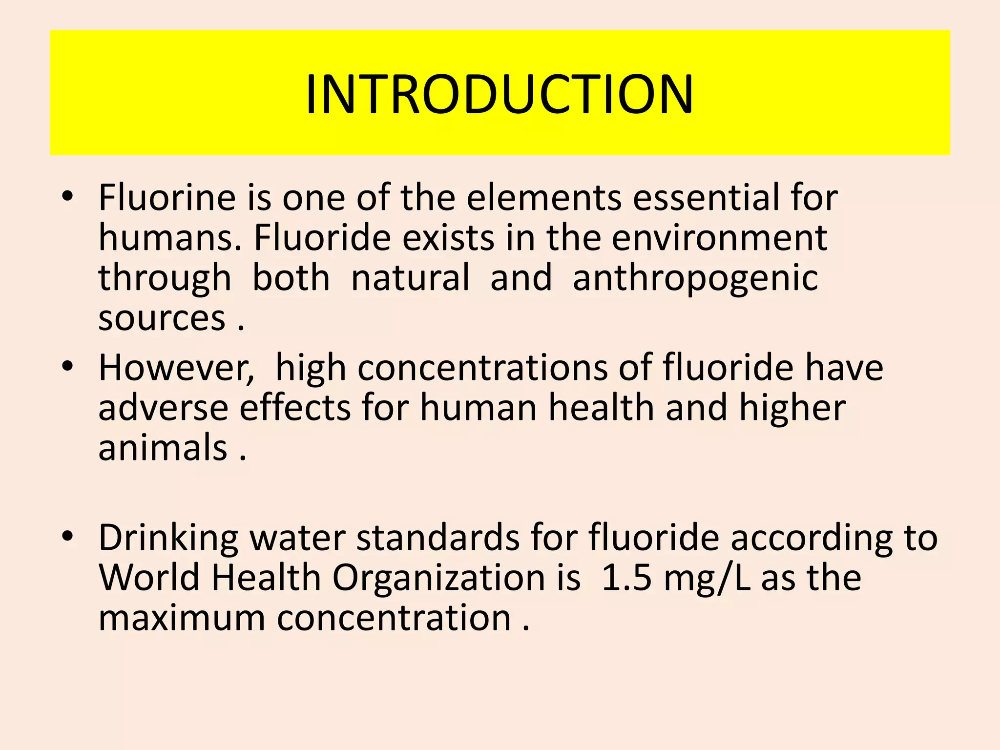 Flouride removal ppt BY PMD.RAFI,MTECH (SVU) | PPTX