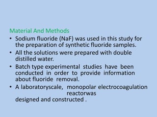 Flouride removal ppt BY PMD.RAFI,MTECH (SVU) | PPTX